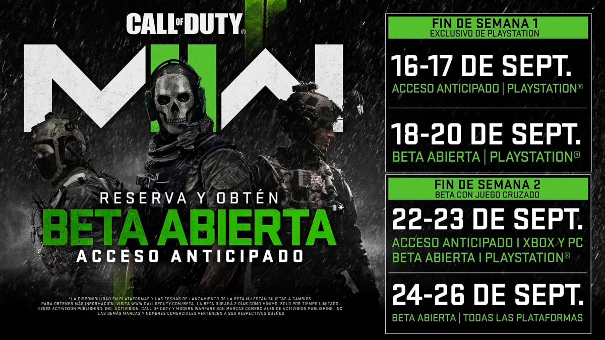 Call of Duty: Modern Warfare II anuncia las fechas de la Beta abierta ...